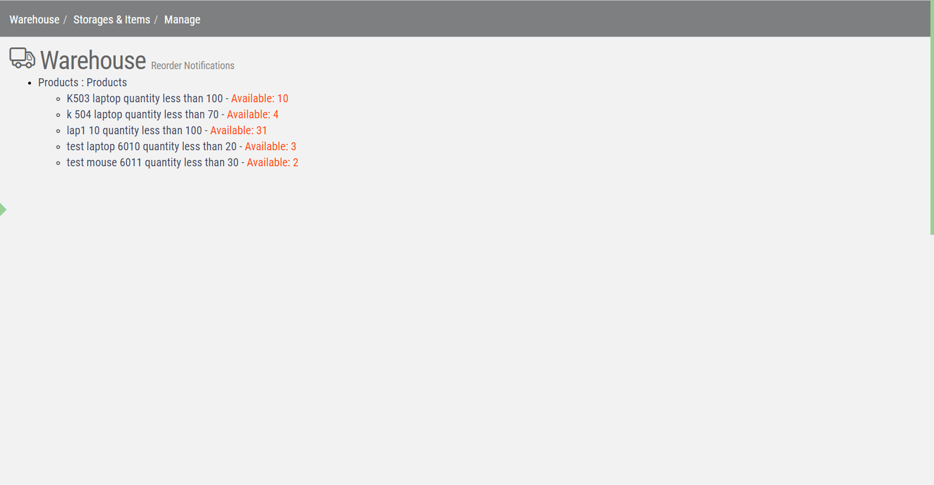 Reorder Notifications - New G Solution
