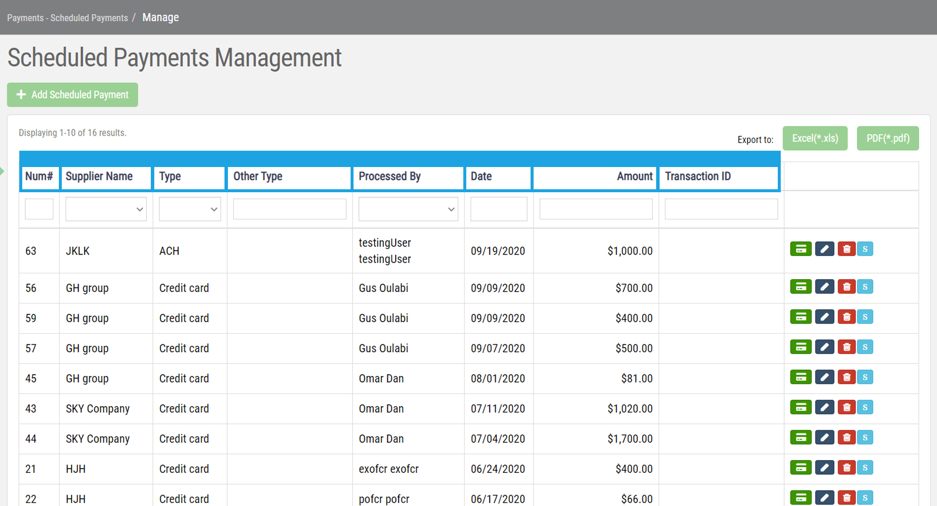Supplier Scheduled Payment (Scheduled Payments) - New G Solution