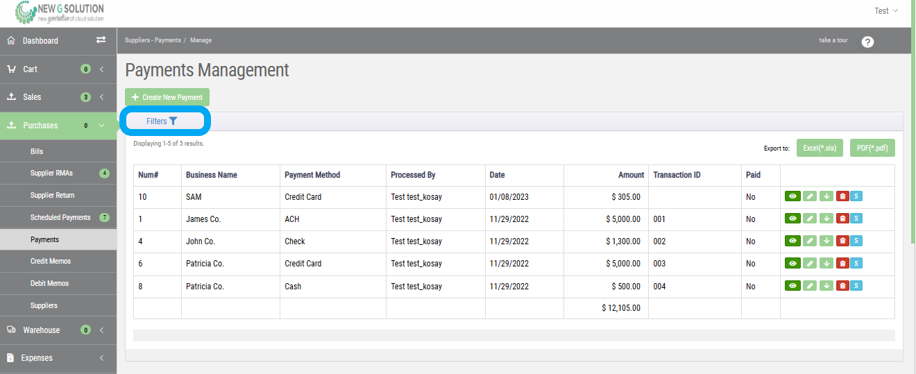Payments - New G Solution