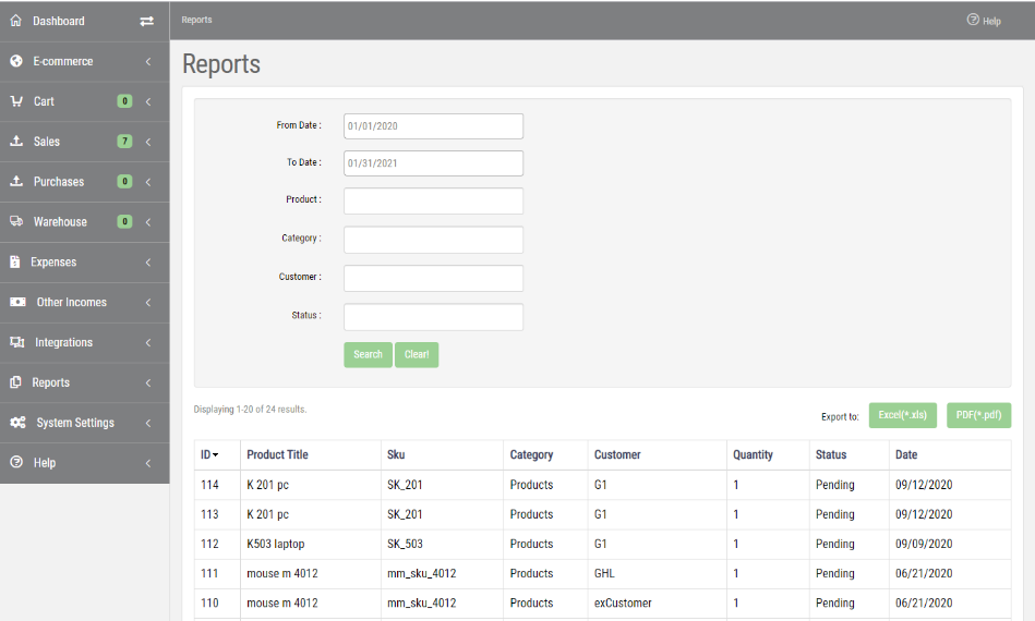 Customer RMA Report - New G Solution