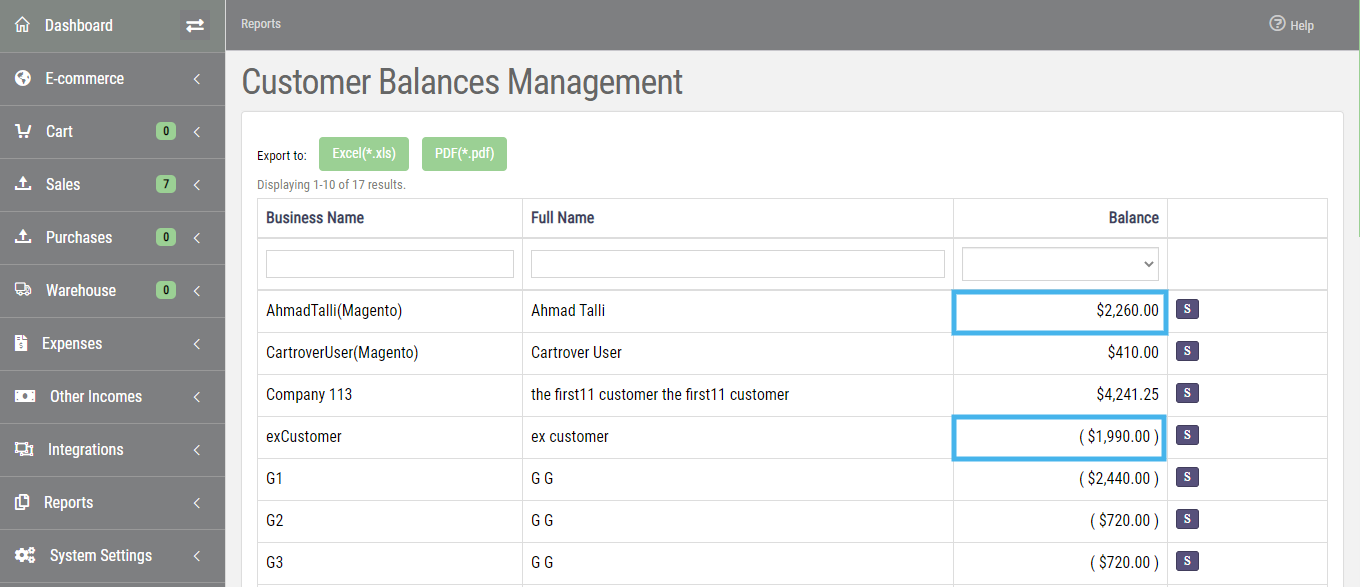 Customers Balances - New G Solution