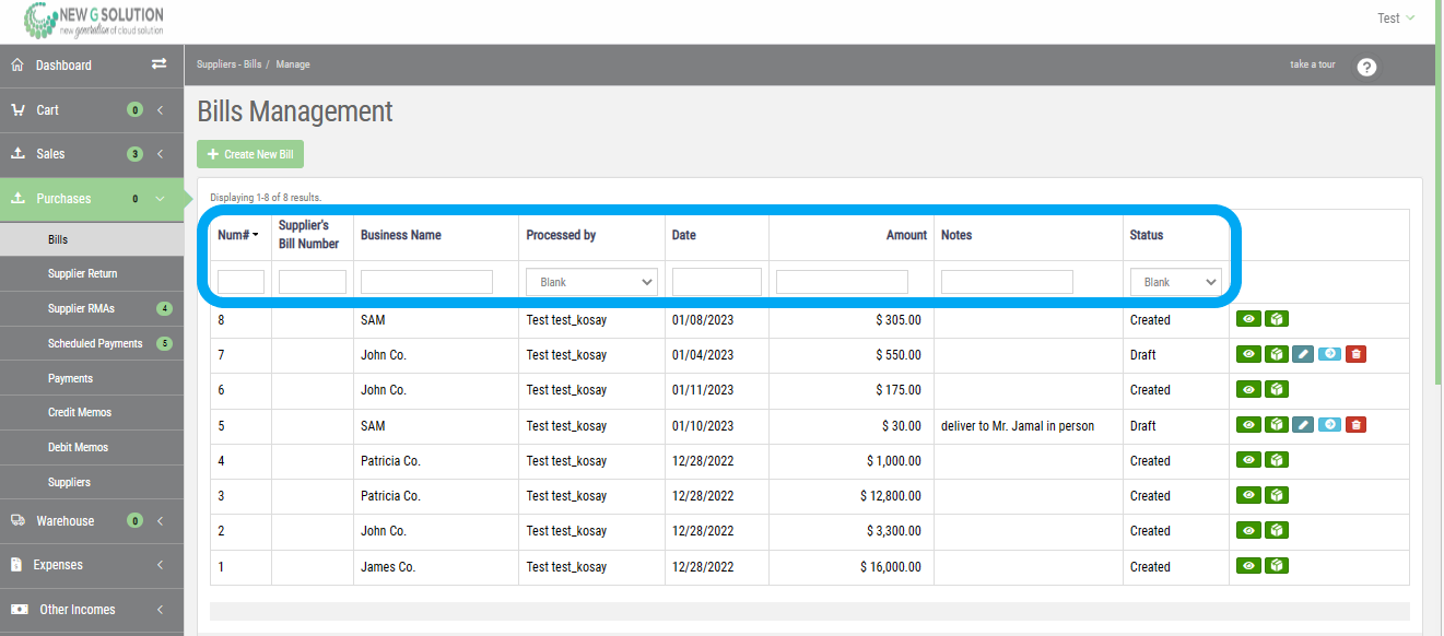 Bills - New G Solution