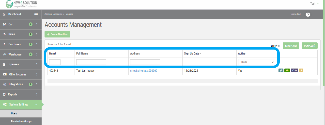 How to Manage a User ? (Users) - New G Solution