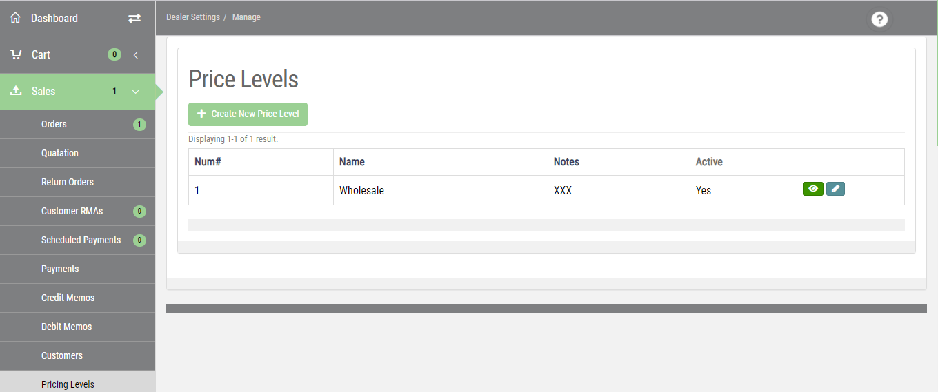 Price Levels - New G Solution