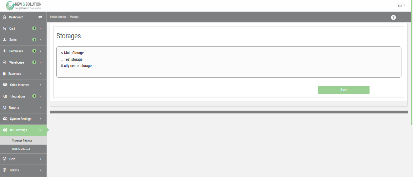 Storages Settings - New G Solution
