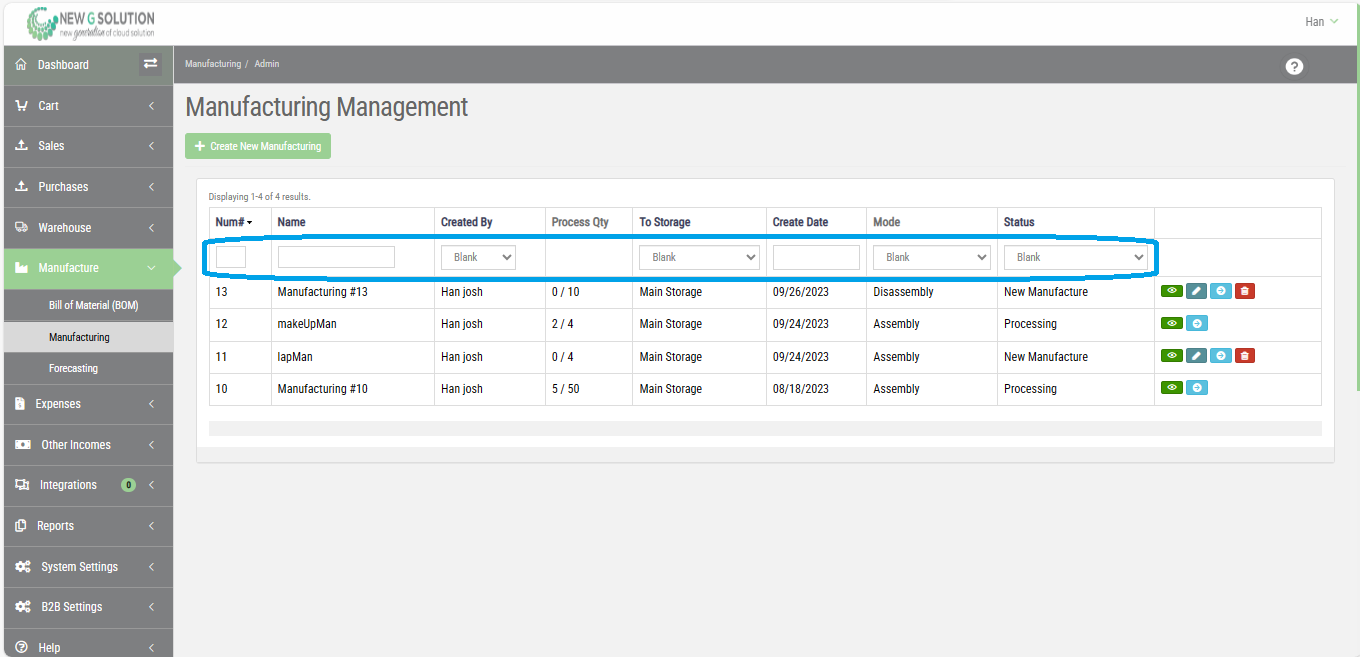 Manufacturing - New G Solution